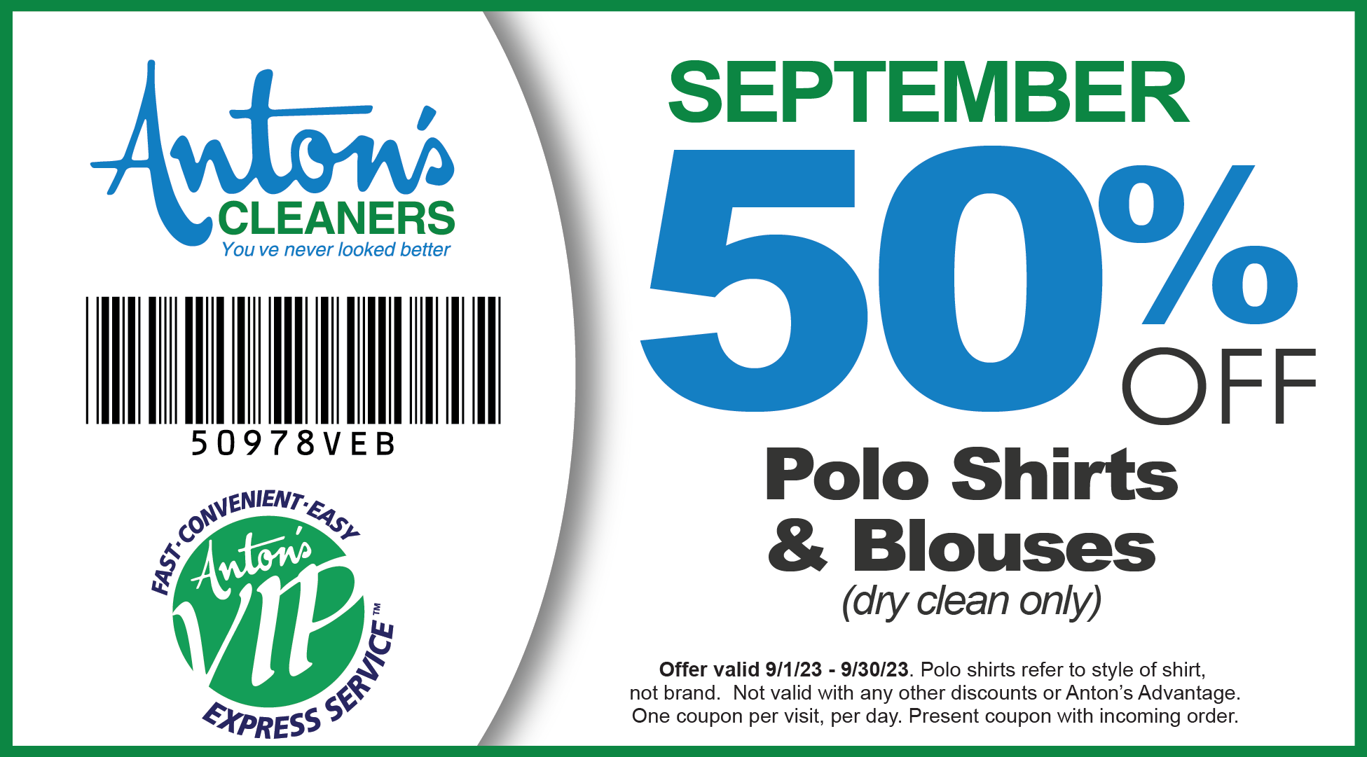 September VIP Coupon 2023 - Anton's Cleaners : Anton's Cleaners